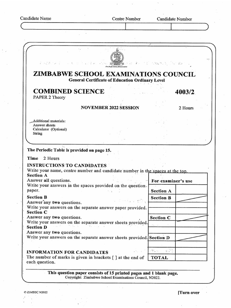 Combined Science P2 Nov 2022 | PDF