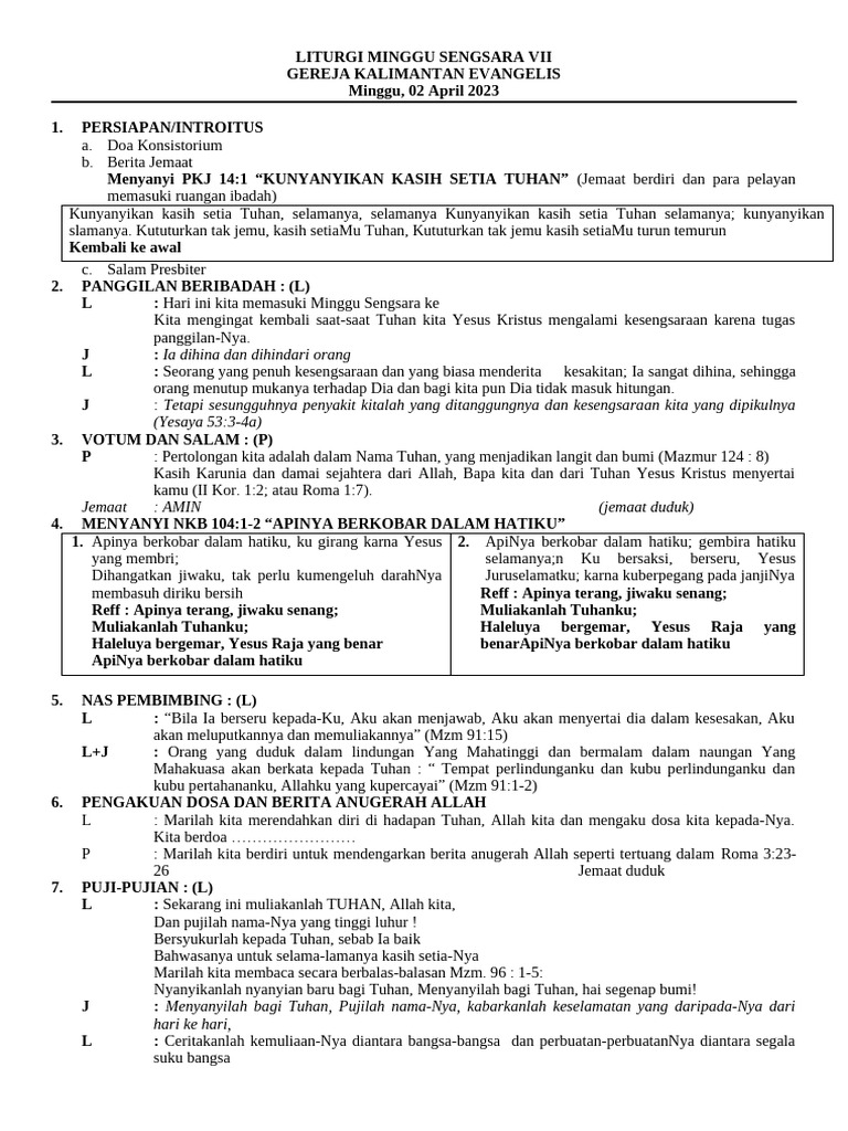 Liturgi Minggu Sengsara Vii | PDF