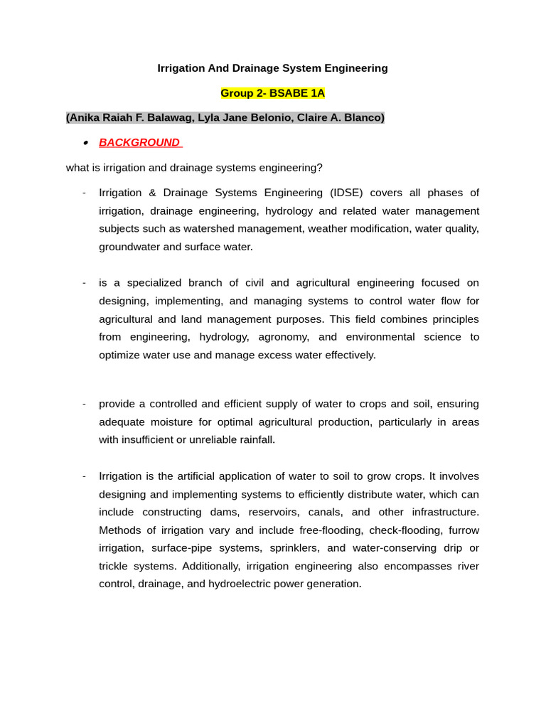 Irrigation and Drainage System EngineerinG FOR TEACHER | PDF