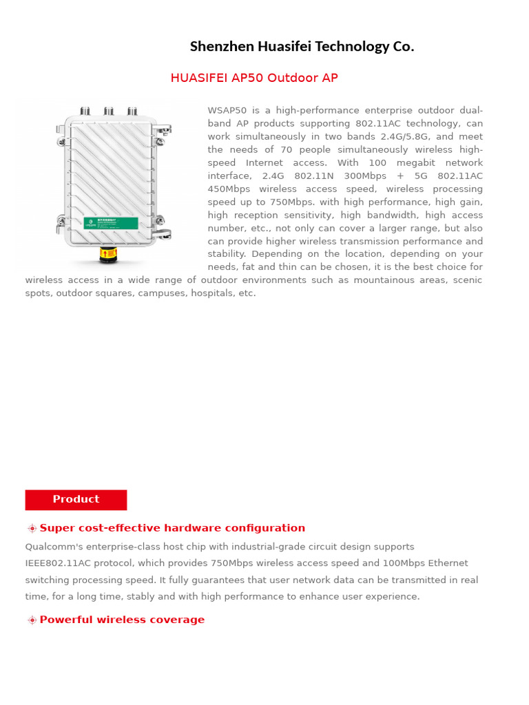 AP50 Product Datasheet (2024-06-19 21 - 46 - 36) | PDF
