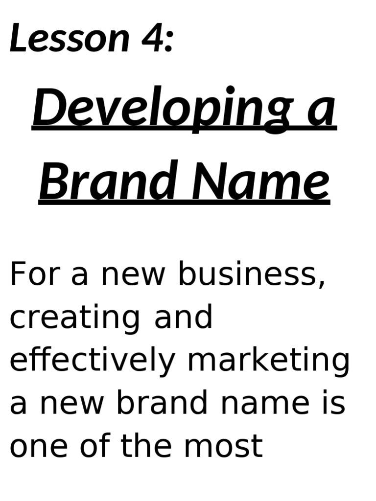 Lesson 4 Developing A Brand Name | PDF