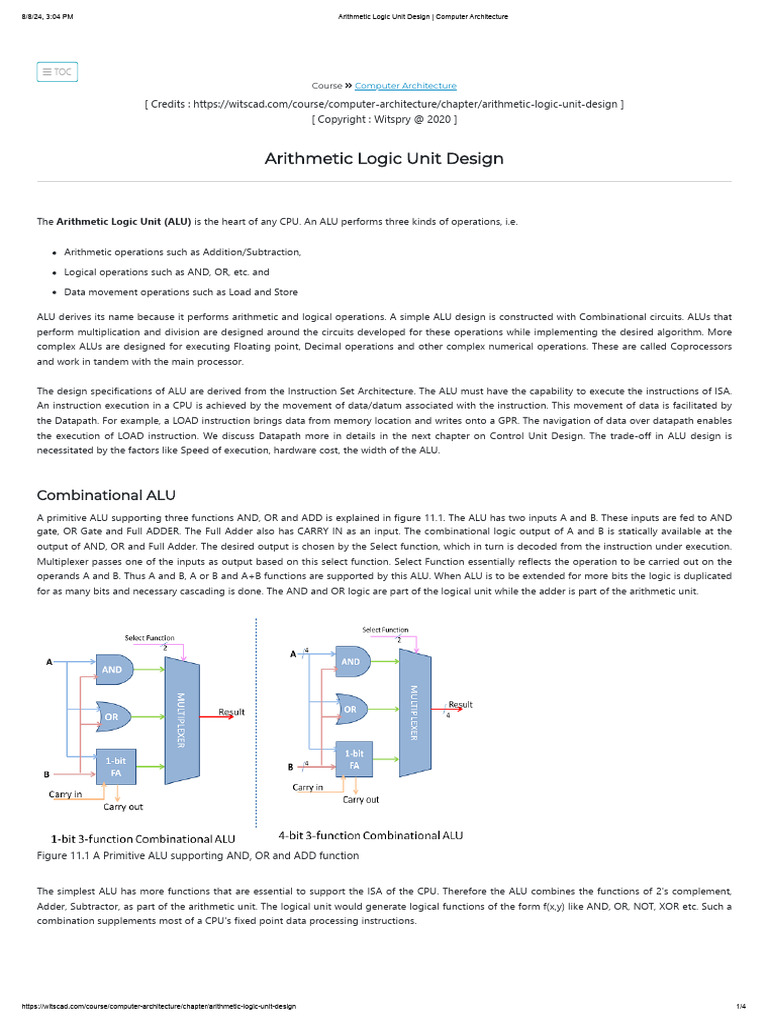 Arithmetic Logic Unit Design _ Computer Architecture | PDF Arithmetic Logic Unit Design _ Computer Architecture | PDF
