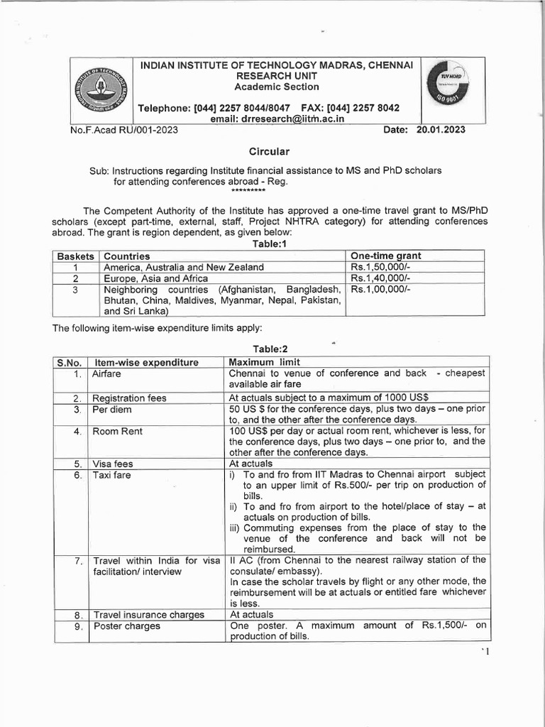 Circular For Conference Abroad | PDF