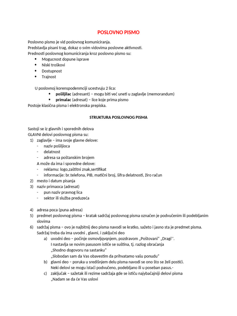 Poslovno Pismo | PDF