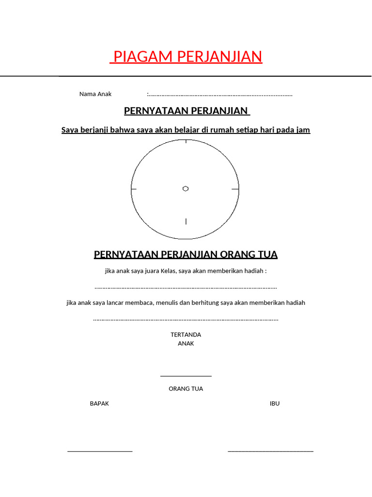 PIAGAM PERJANJIAN anak | PDF