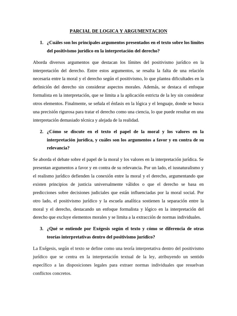Parcial de Logica y Argumentacion | PDF