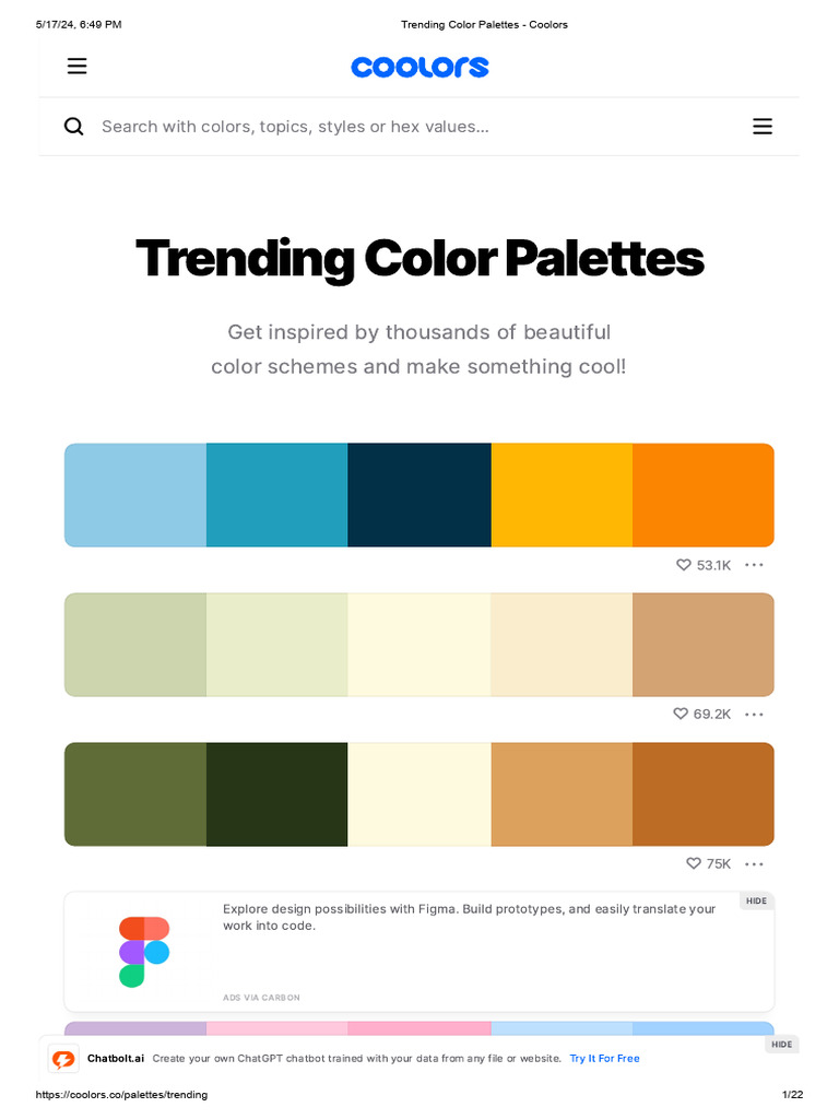 Trending Color Palettes on Coolors | PDF