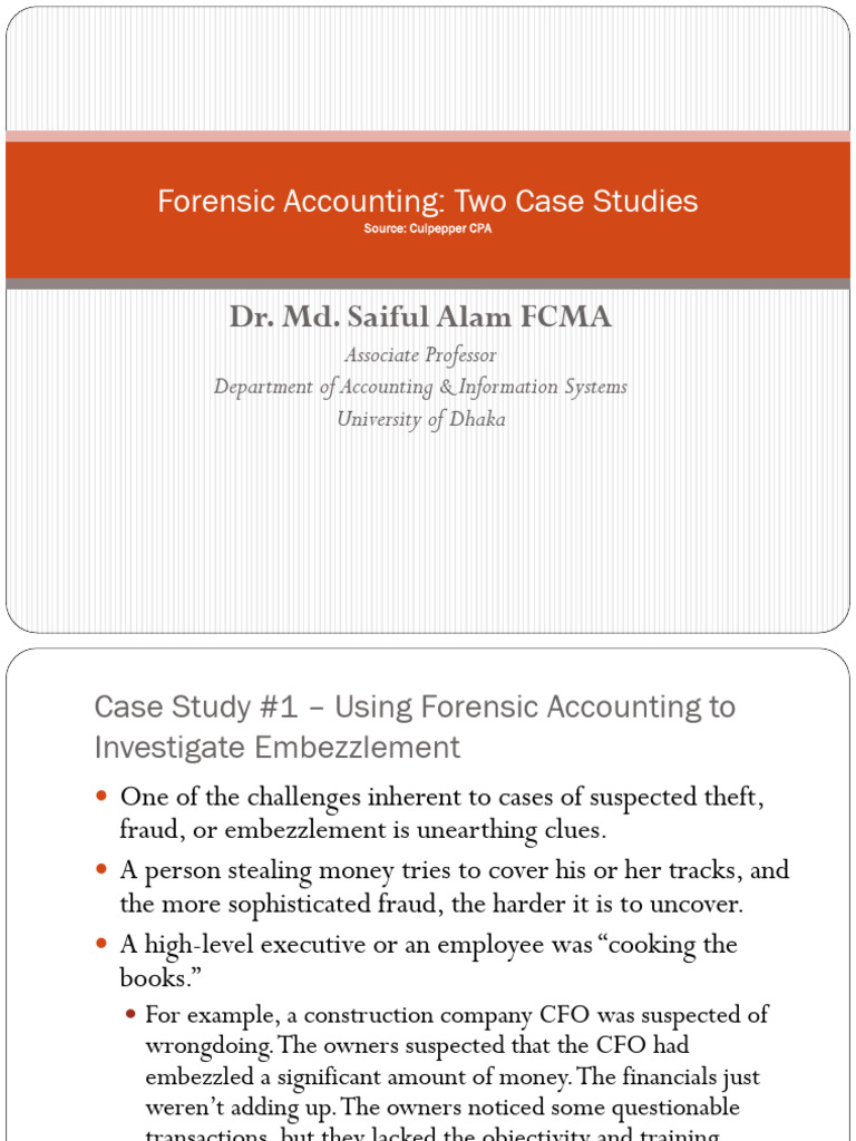 Case Studies on Forensic Acc_National University | PDF