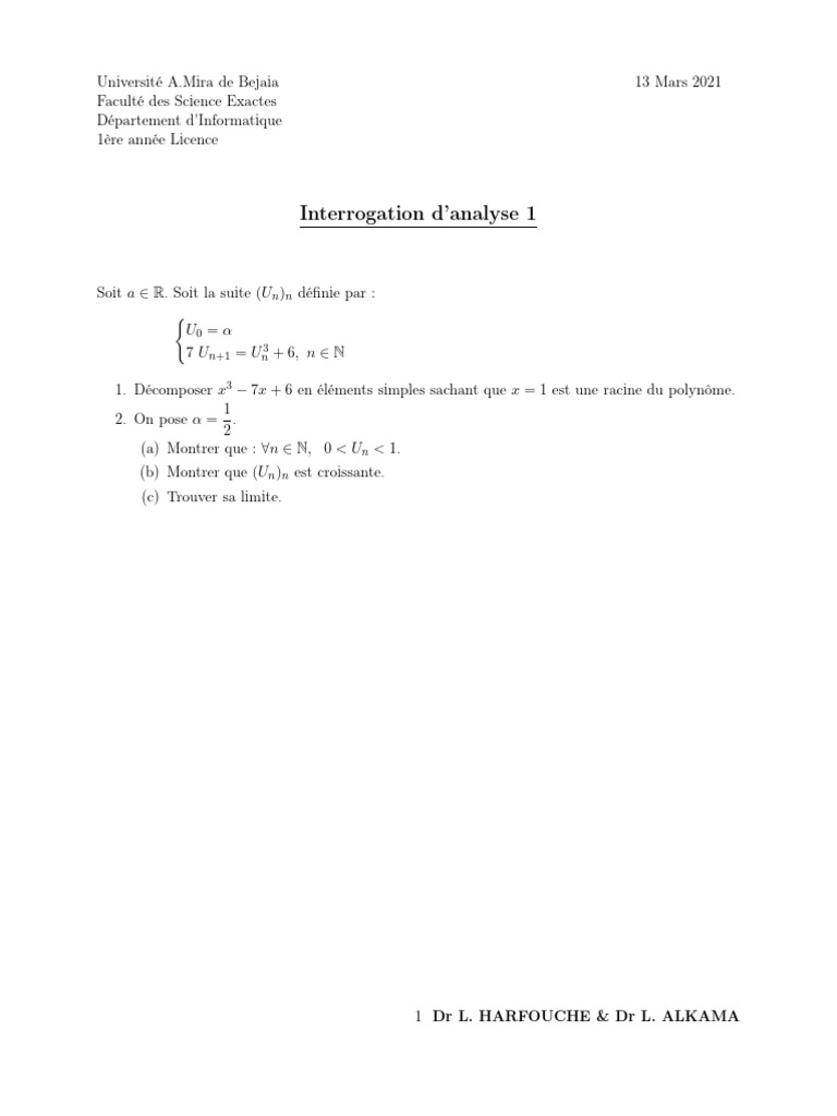 Interrogation Analyse 1 | PDF