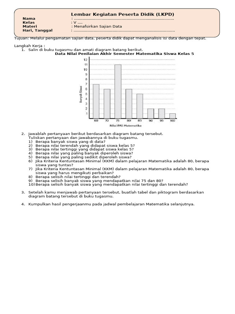 LKPD Analisis Sajian Data Kelas 5 | PDF