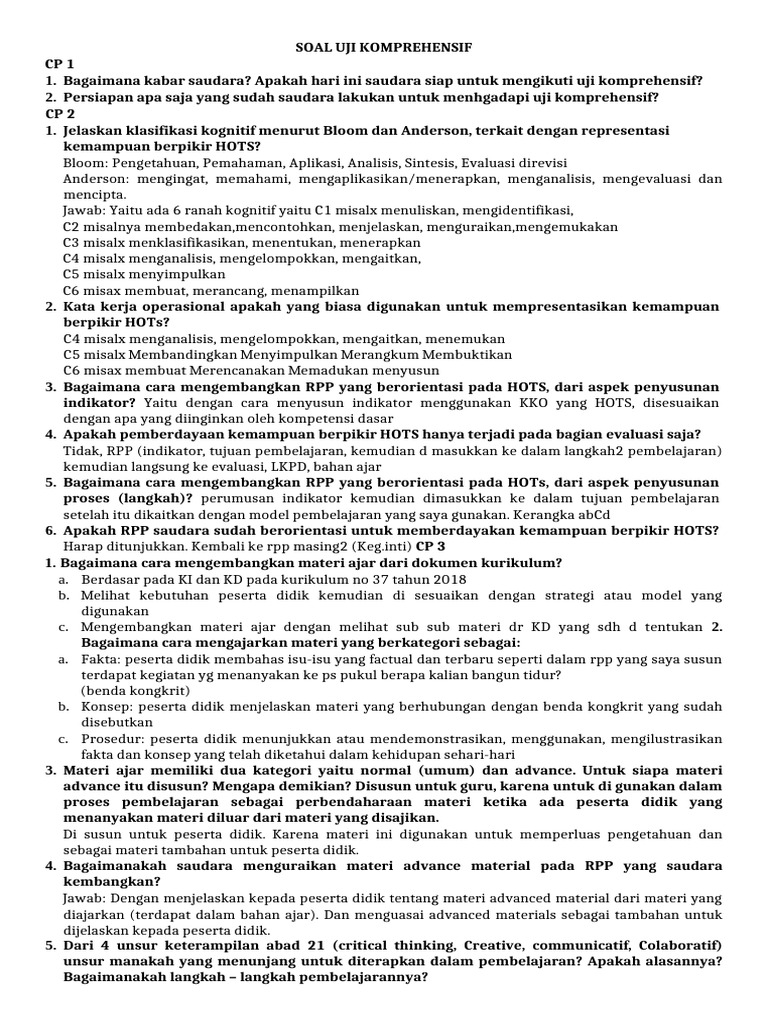 Soal Uji Komprehensif 2021 | PDF
