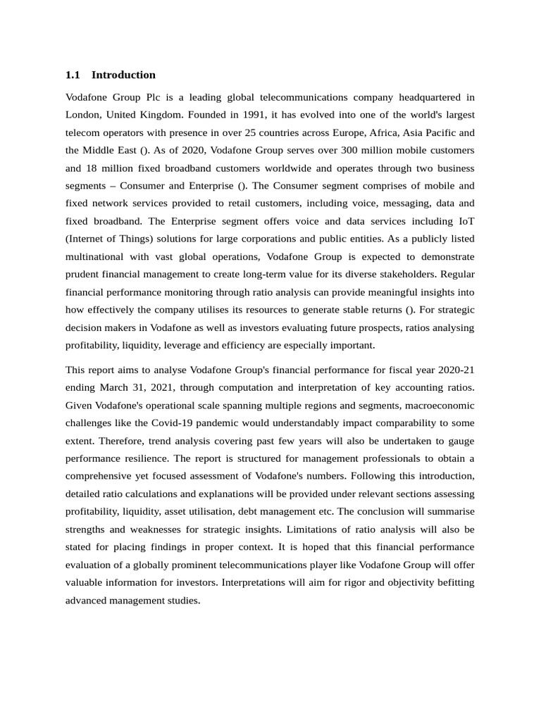 Vodacom Analysis Pdf