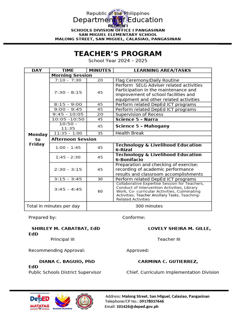 SAMPLE CLASS-PROGRAM-2024-2025- | PDF SAMPLE CLASS-PROGRAM-2024-2025- | PDF