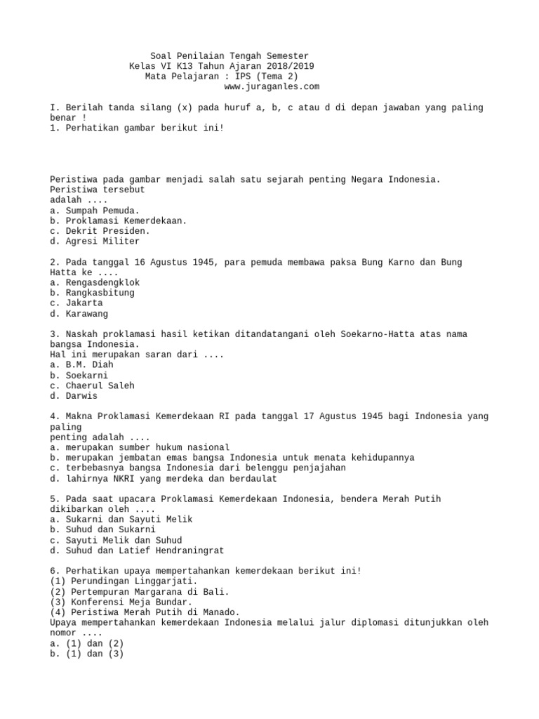 Soal IPS Kelas 6 Semester 1 Tema2 PDF | PDF