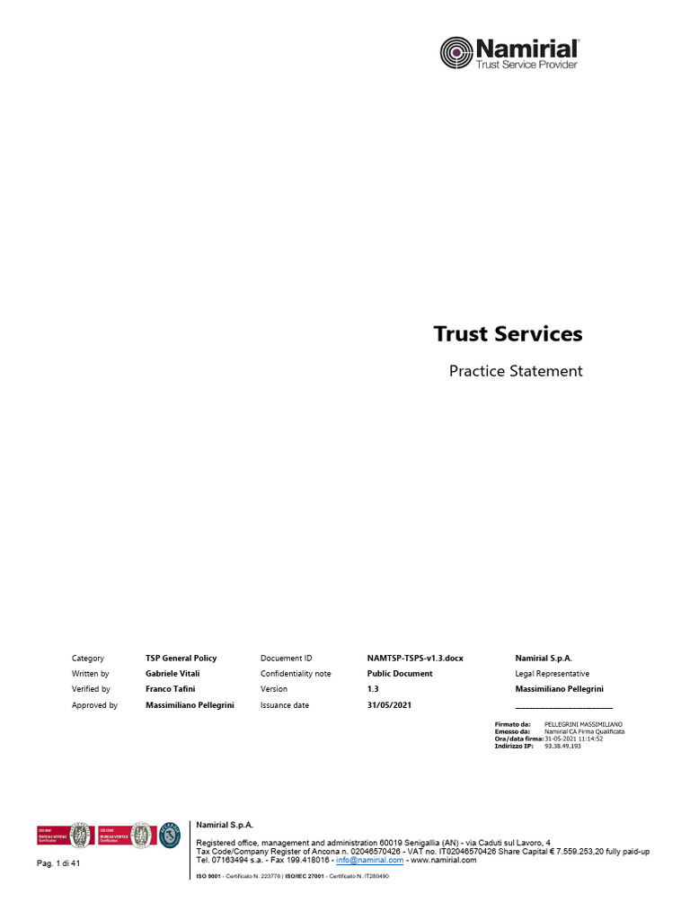 Trust Services Practice Statement | PDF