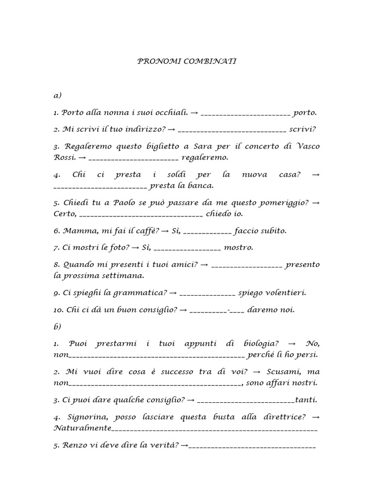 Pronomi Combinati 2 24.0177 | PDF