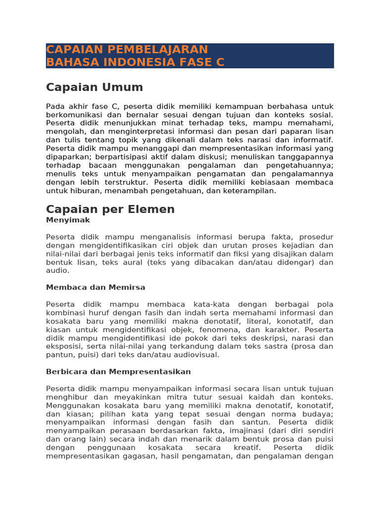CAPAIAN PEMBELAJARAN | PDF