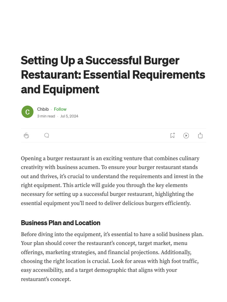 Setting Up A Successful Burger Restaurant - Essential Requirements and ...