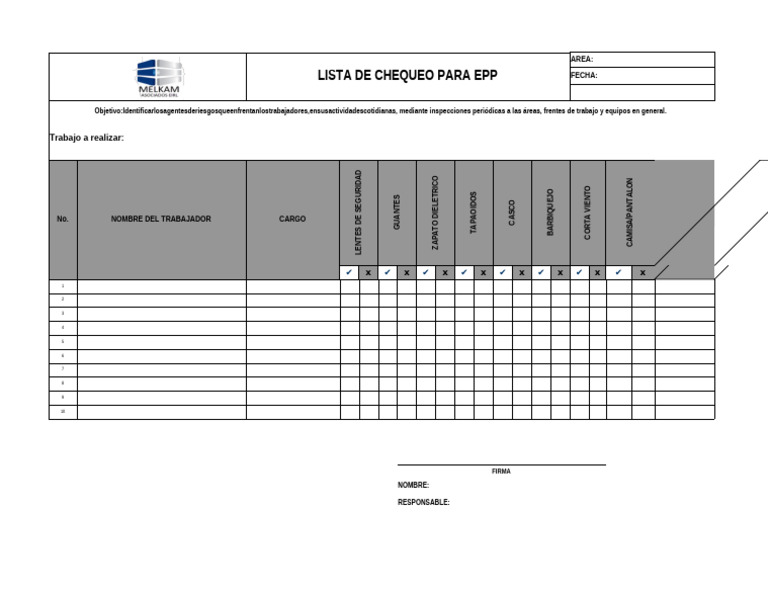 Lista de Chequeo Epp | PDF