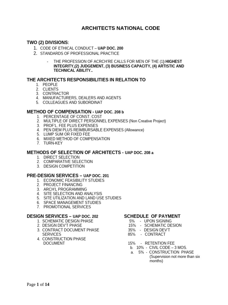 Architects National Code | PDF