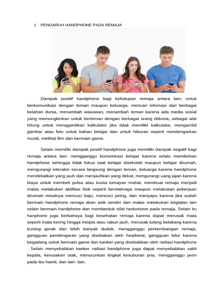 Pengaruh Handphone Pada Remaja | PDF