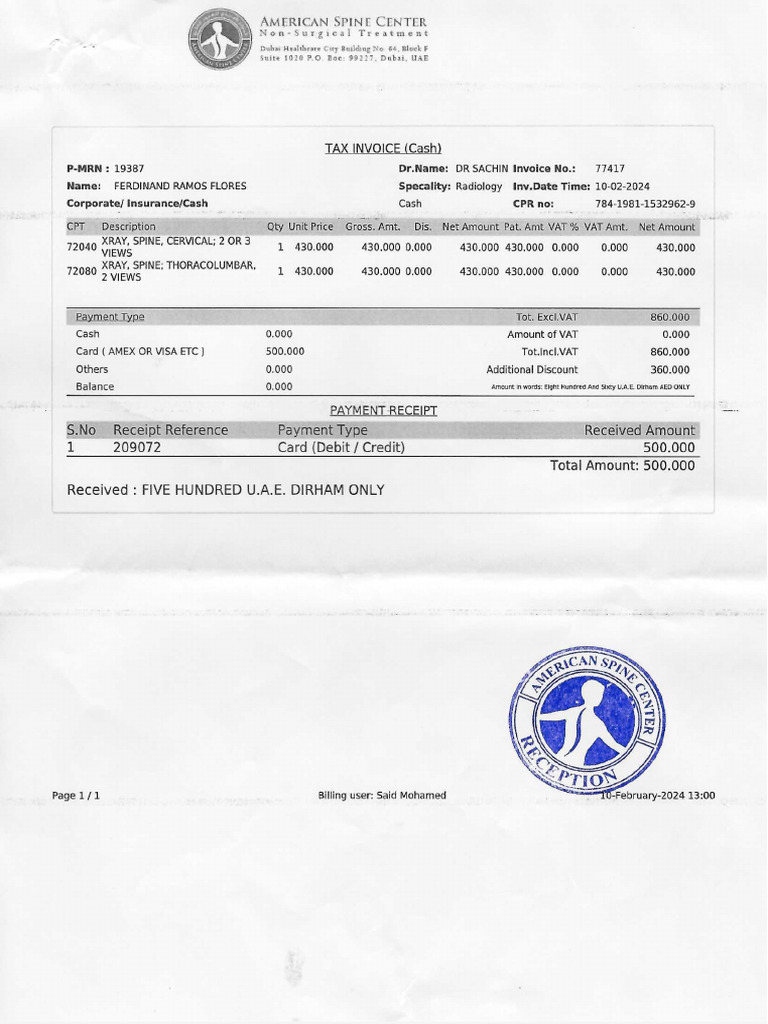Ferdinand Ramos Flores_Xray Invoice | PDF