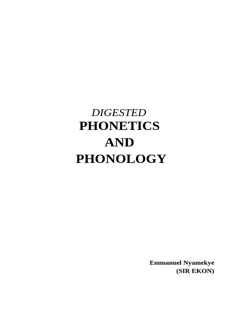 Ekon Publications - Phonetics and Phonology | PDF