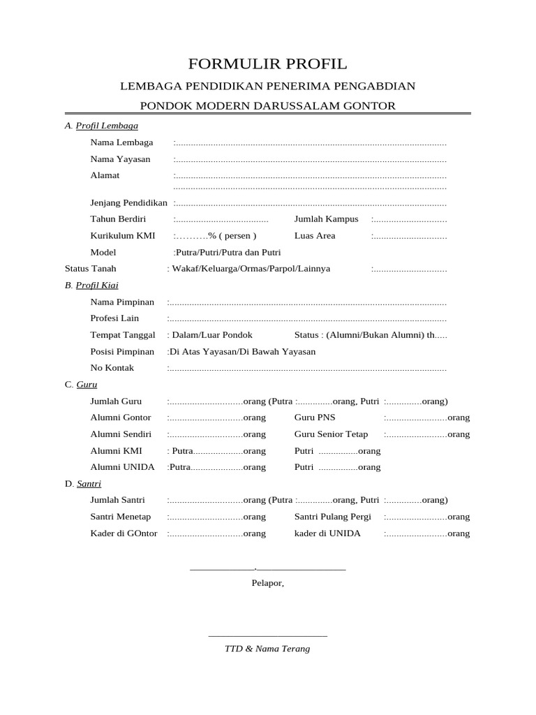Contoh Formulis Profil | PDF