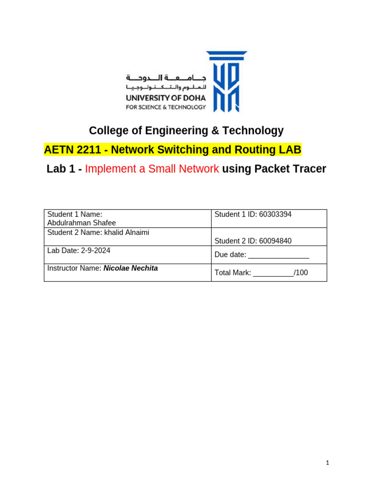Lab Report Template - 2024-AETN 2211 NN | PDF