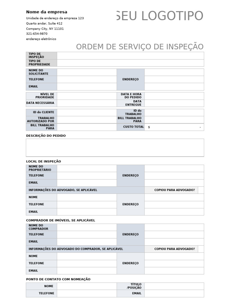 IC Inspection Work Order Template 57207 PT | PDF