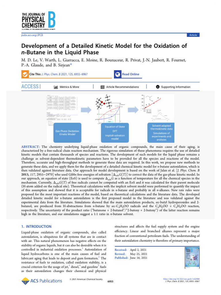 Le Et Al 2021 Development of A Detailed Kinetic Model For The Oxidation ...