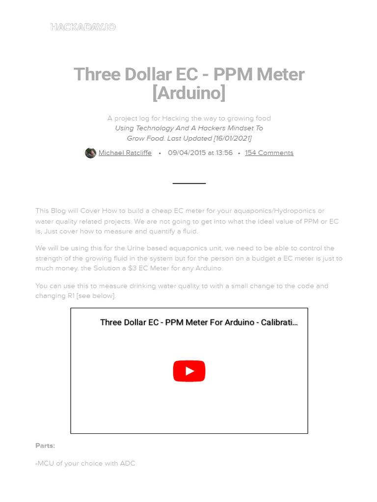 Three Dollar EC - PPM Meter (Arduino) - Details - Hackaday - Io | PDF