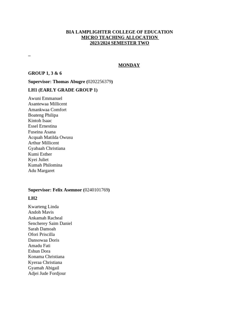 Level 300 Micro Teaching (2024) Sem 2 | PDF