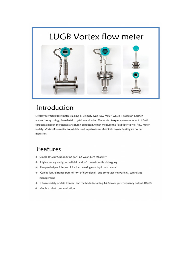 Vortex flow meter DATASHEET | PDF