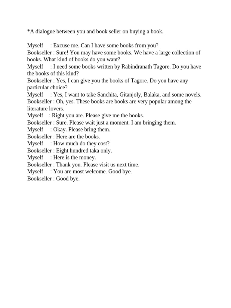 A Dialogue Between You and Book Seller On Buying A Book | PDF