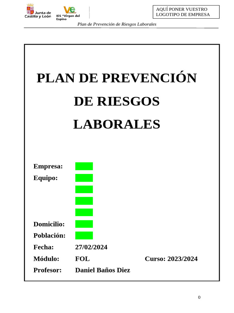 MODELO PLAN PRL-Pymes | PDF