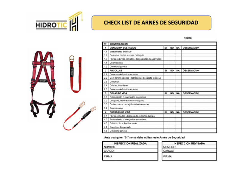 CHECK LIST ARNES DE SEGURIDAD | PDF