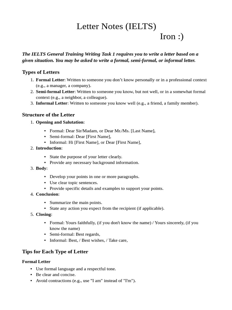 English Letter Notes | PDF