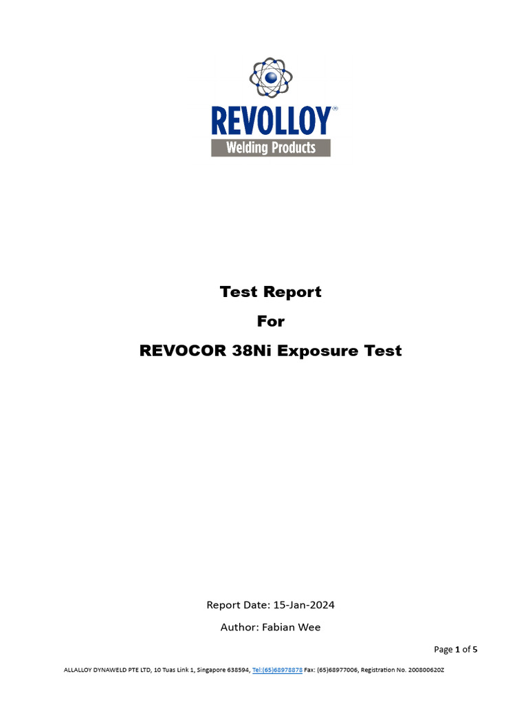 REVOCOR 38ni - Exposure Test Report | PDF