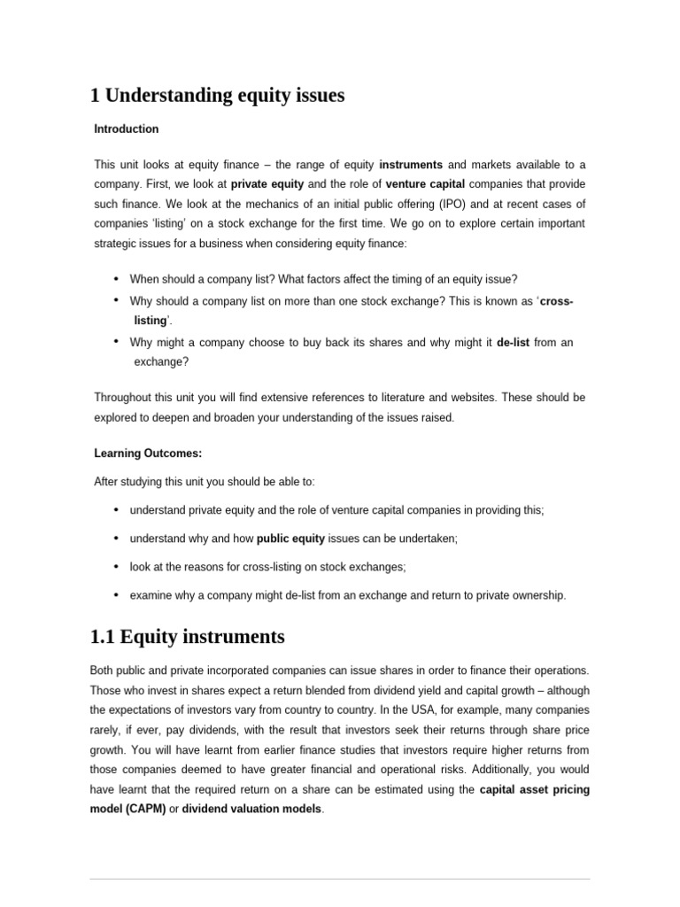 Equity Market | PDF