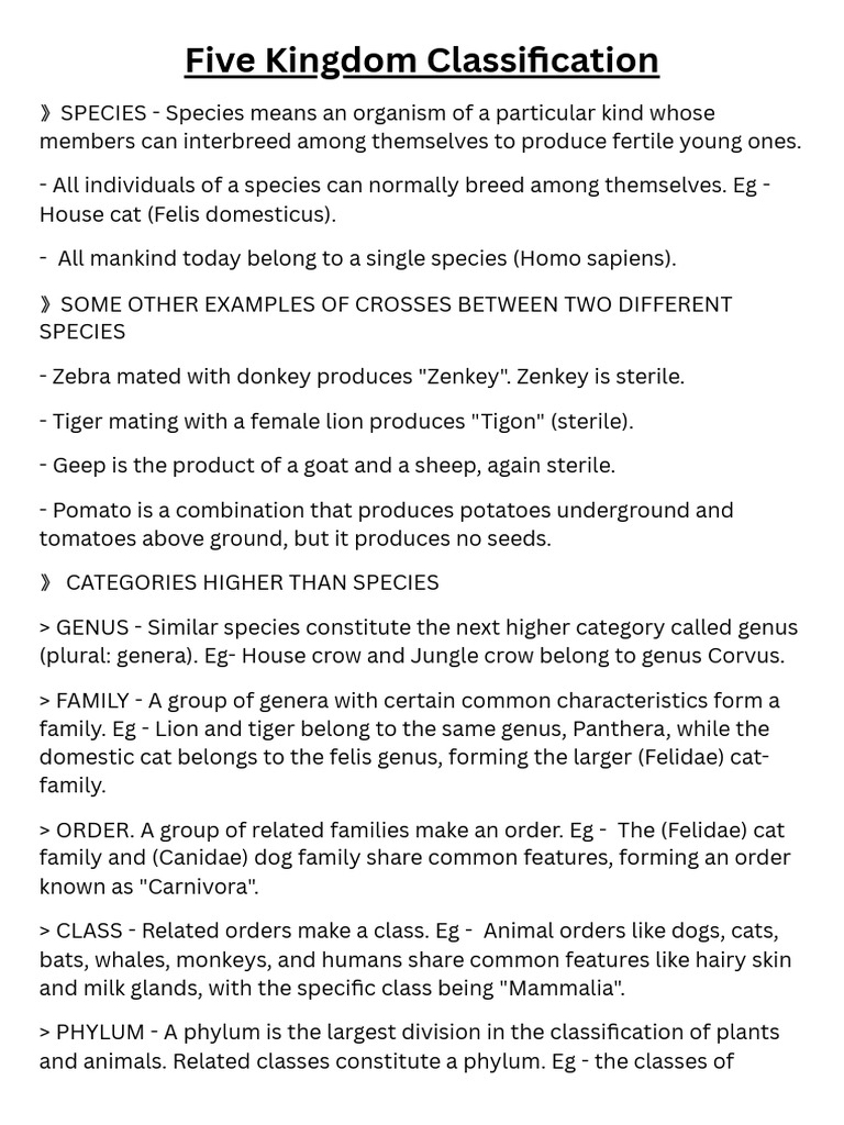 5 Kingdom Classification Sugg | PDF
