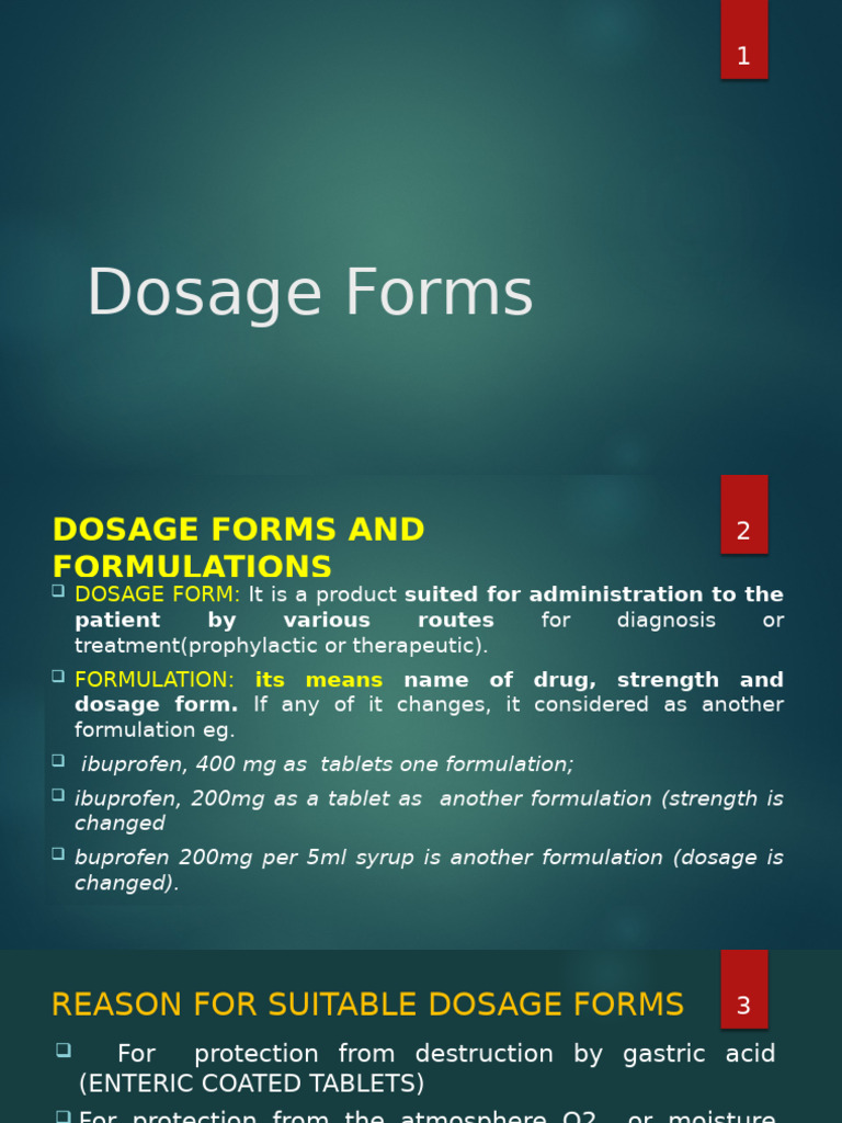 Dosage Forms and Formulations Combined | PDF