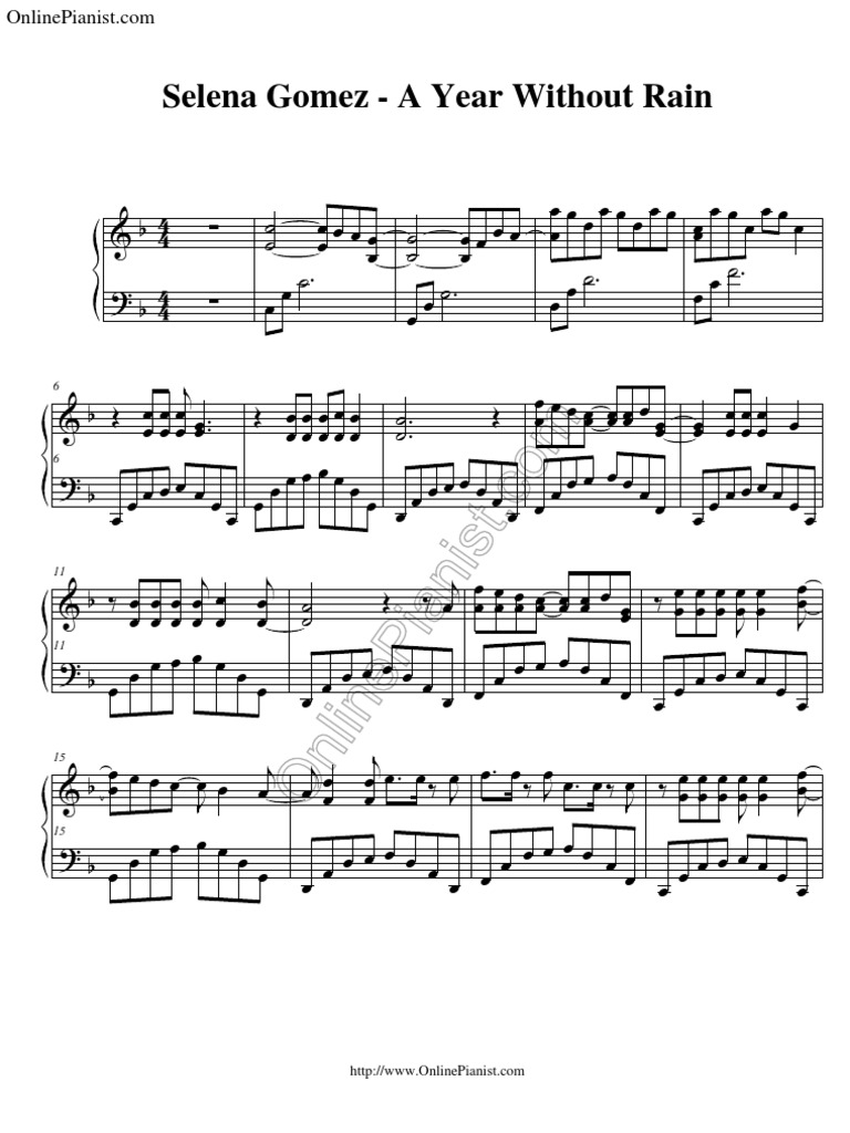Partitura de "A Year Without Rain" | PDF