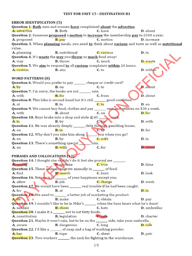 Bài tập từ vựng Des B2-trang-9 | PDF