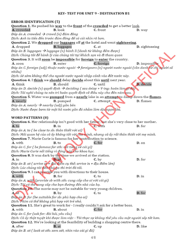 Bài tập từ vựng Des B2-trang-6 | PDF