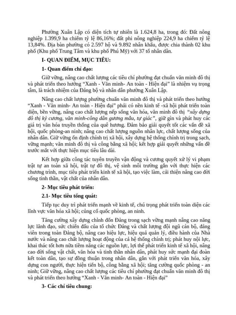 Tinh Hinh KTXH Phuong Xuan Lap | PDF
