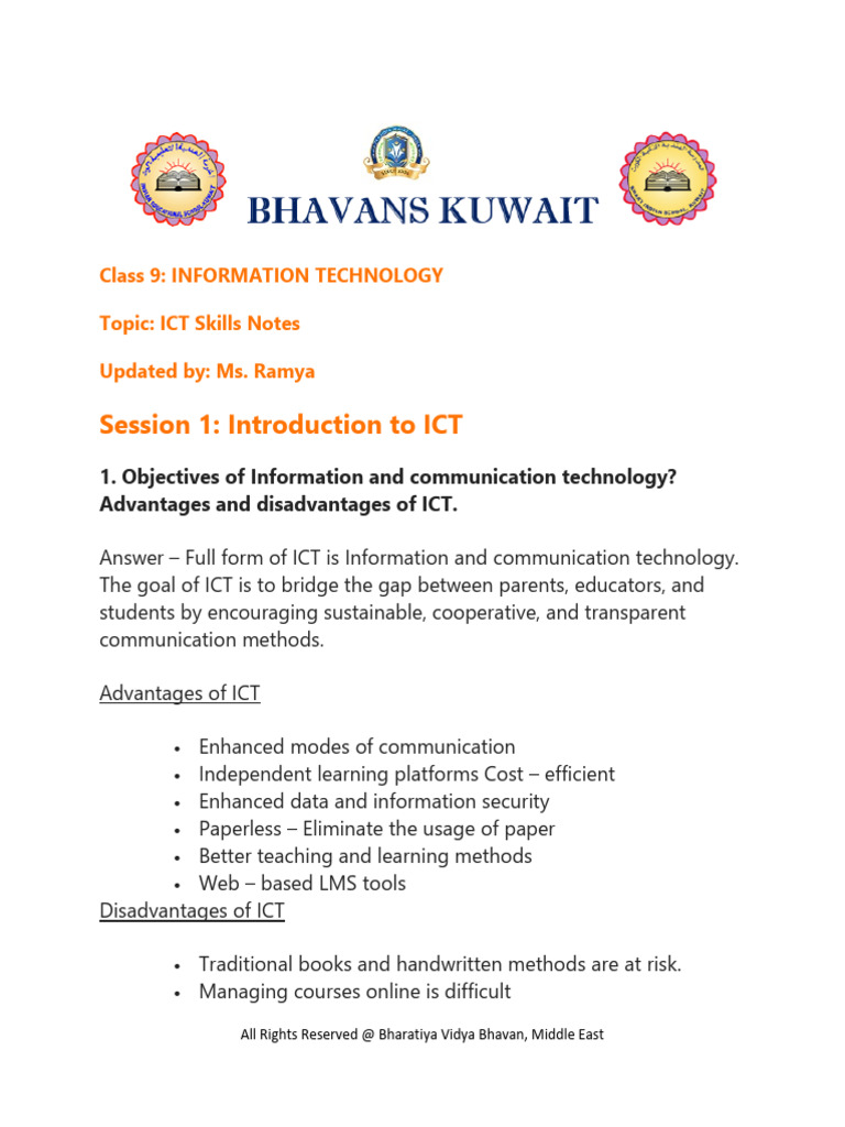 ICT SKILLS NOTES | PDF