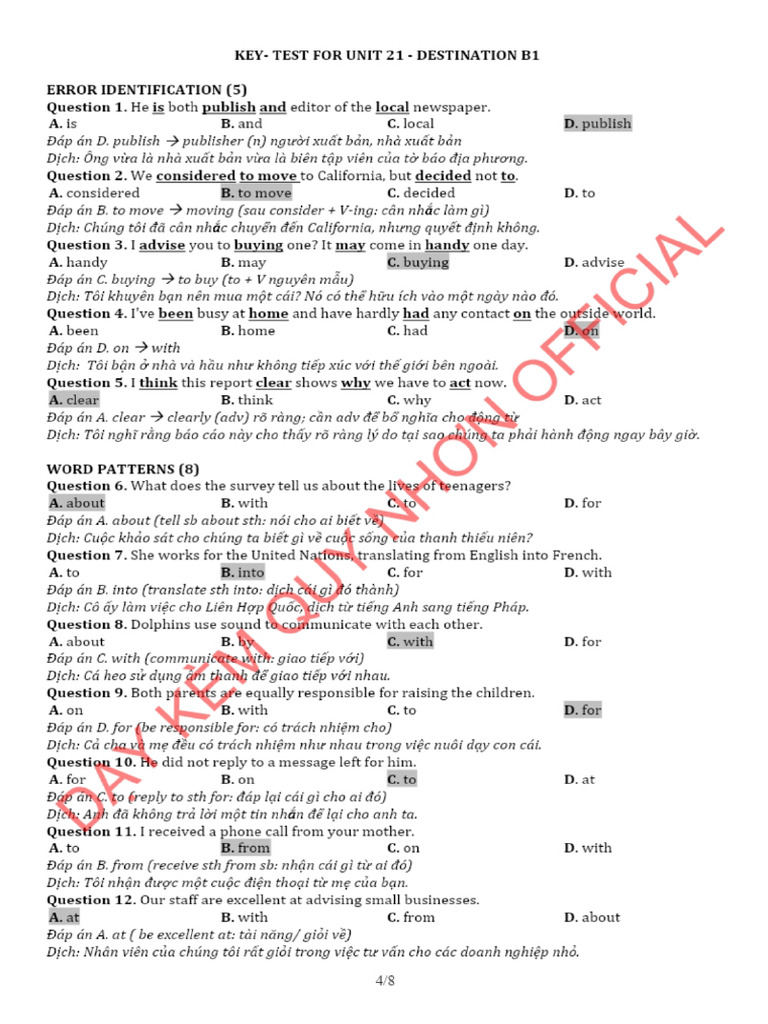 Bài Tập Từ Vựng Des B2-Trang-14 | PDF