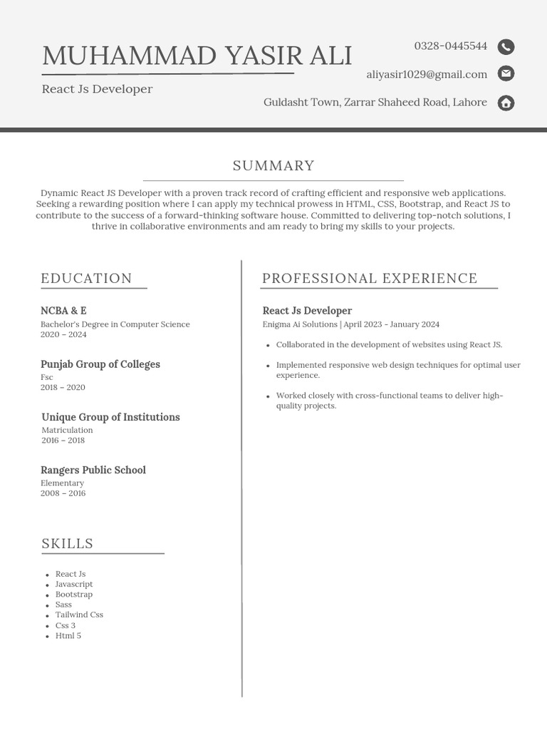 Muhammad Yasir Resume | PDF