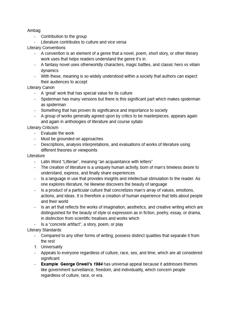 WorldLit Reviewer GT1 | PDF